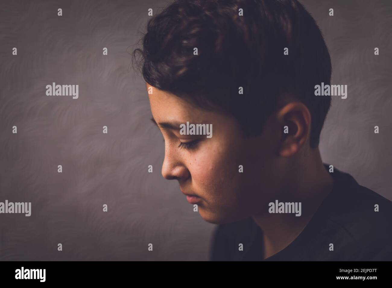 Portrait of a boy's profile in color Stock Photo - Alamy