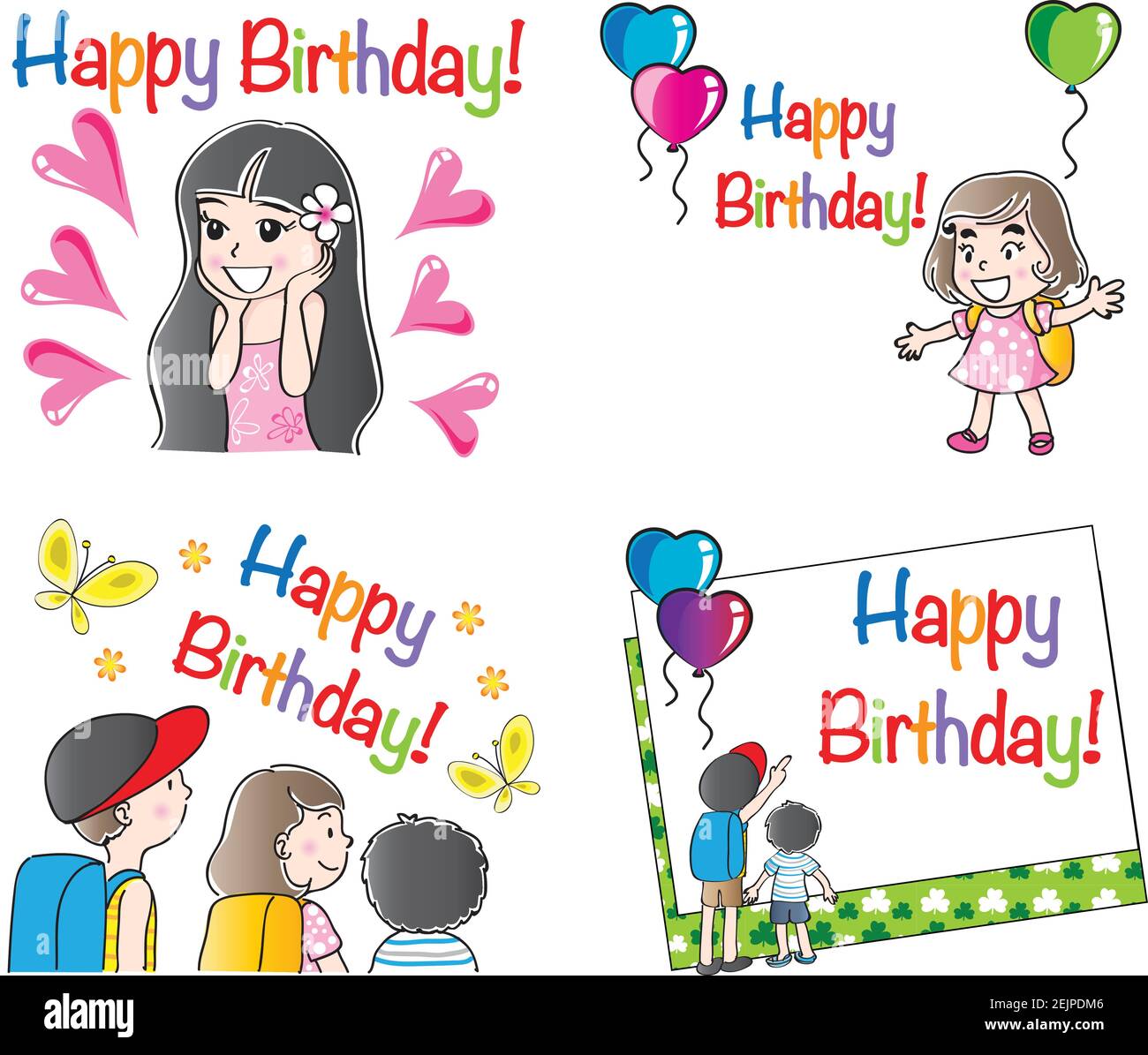 vector cartoon kids happy birthday cake card Stock Vector Image & Art ...
