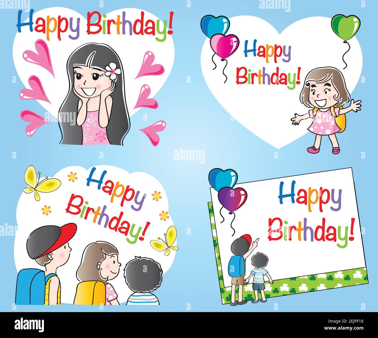 vector cartoon kids happy birthday cake card Stock Vector Image & Art ...