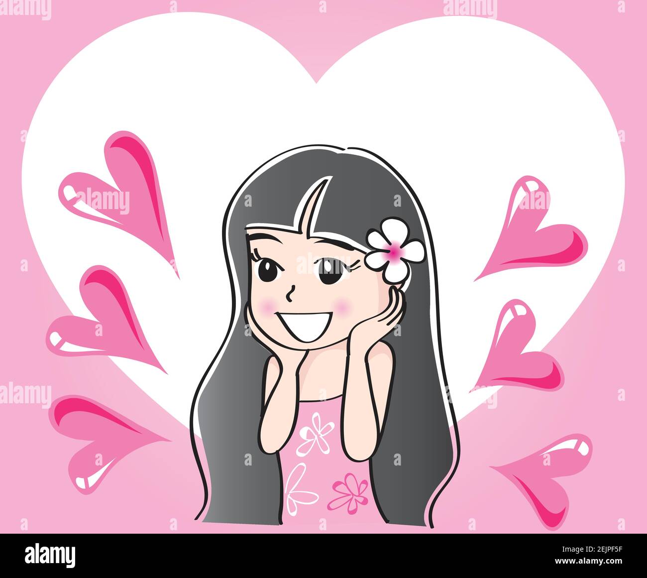 vector cartoon girl with love Stock Vector Image & Art - Alamy
