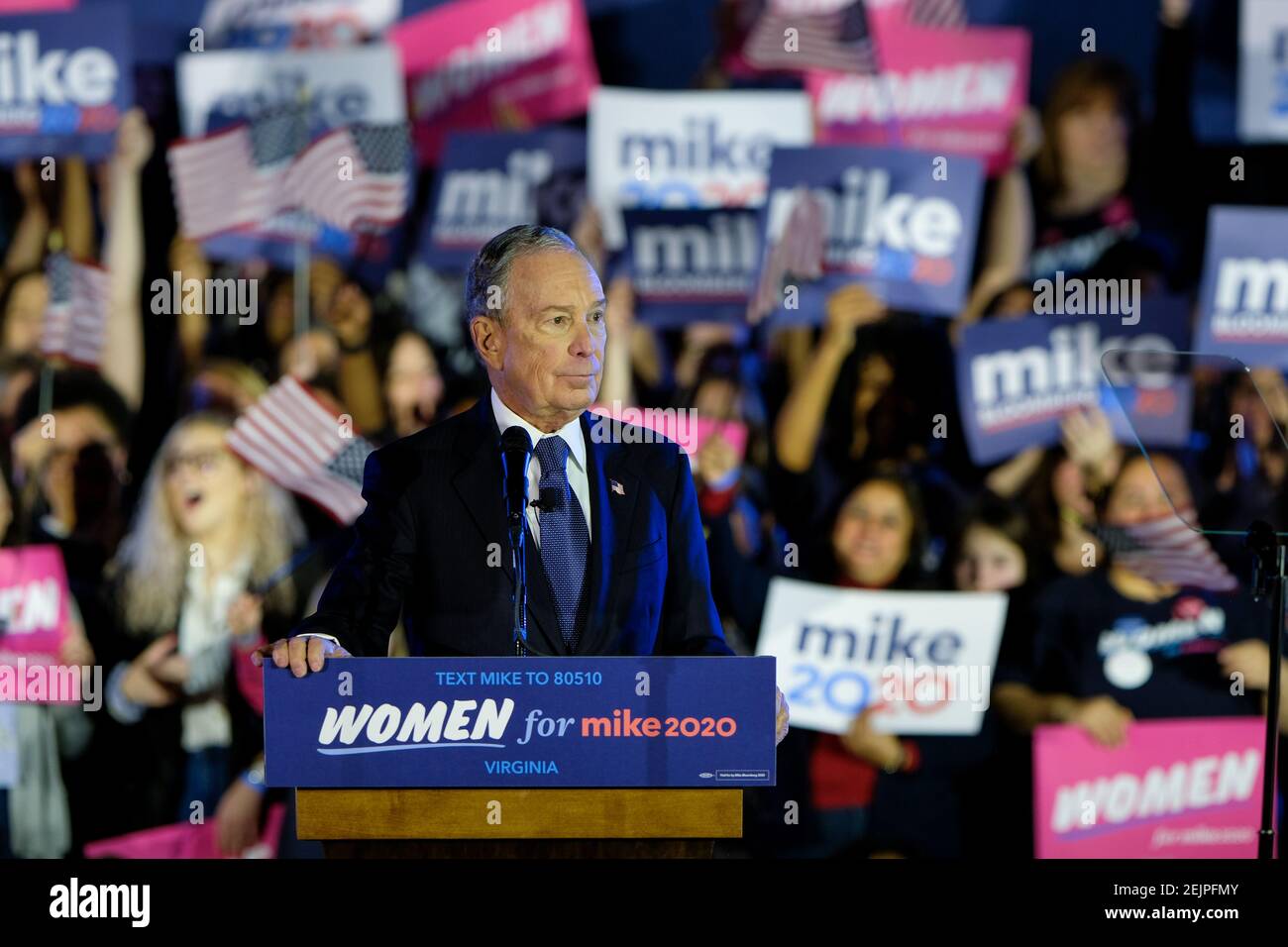 Former New York City Mayor, and Democratic presidential candidate Mike Bloomberg addresses his ...