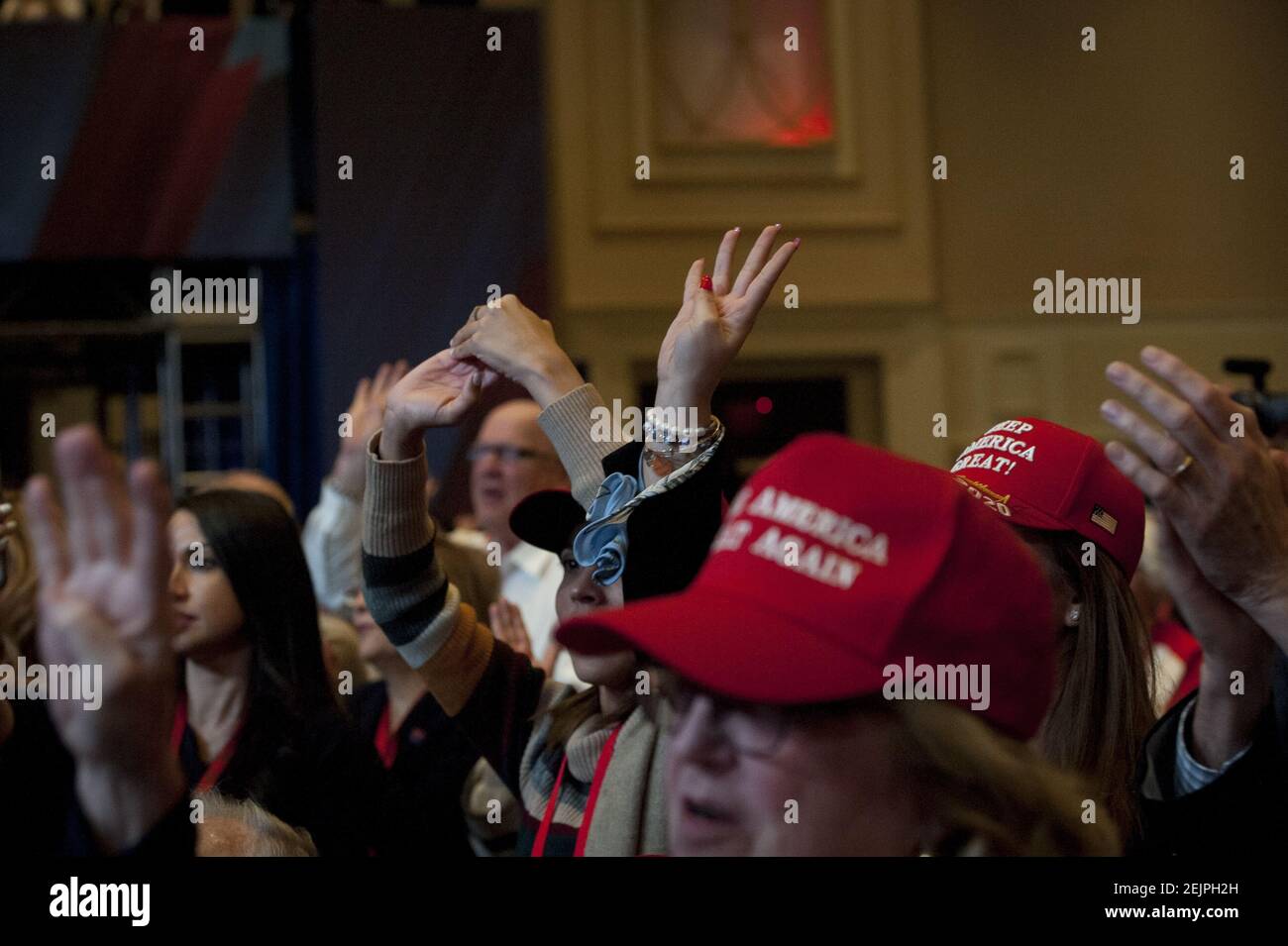 People in the crowd chant "Four more years" as President Donald Trump ...