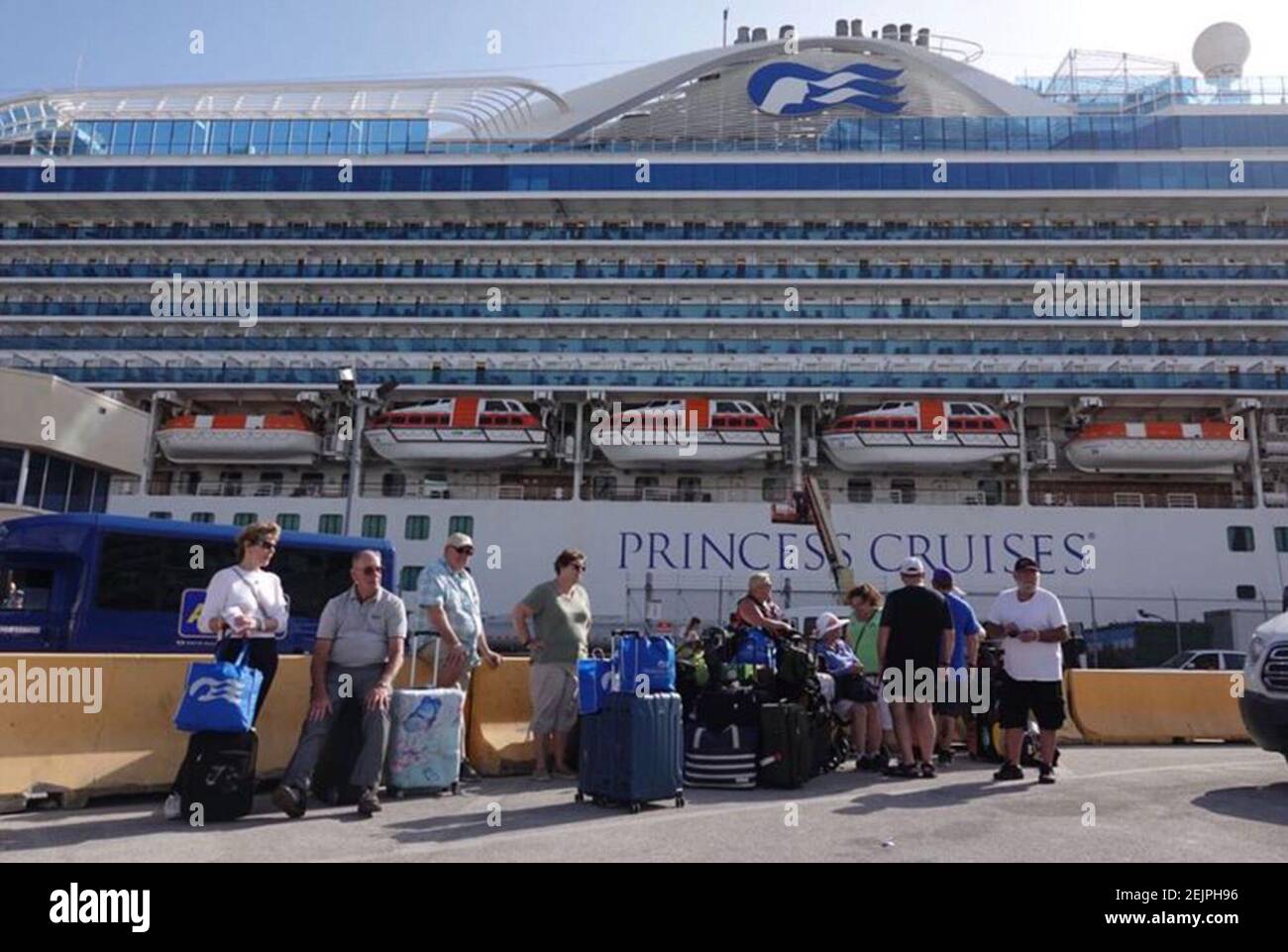 Passengers disembark from Princess Cruises' Caribbean Princess at Port ...