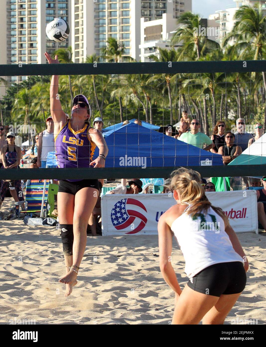 February 22, 2020 - LSU Tigers Kahlee York #5 during a match the LSU ...