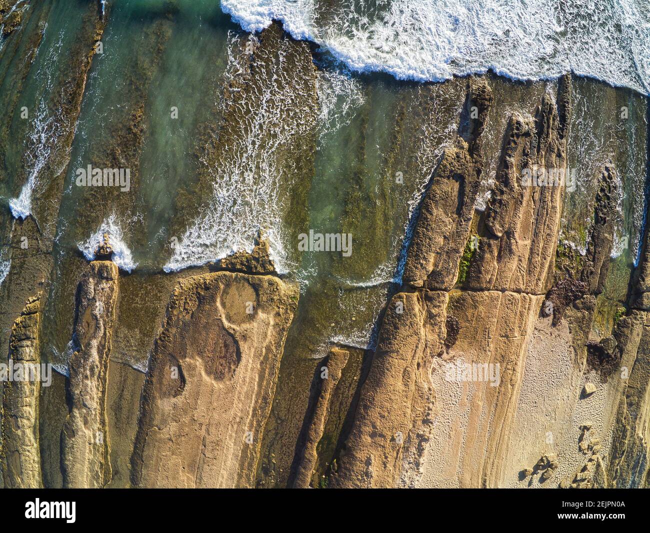 Aerial drone view of the rocks of Cabo Huertas beach in Alicante ...