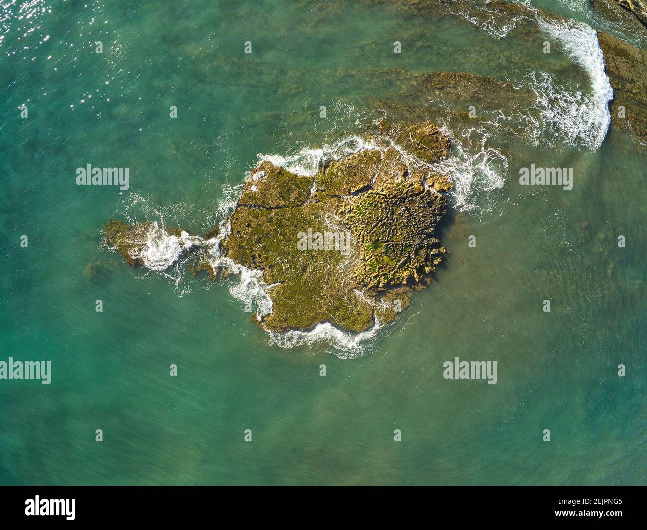 Aerial drone view of the rocks of Cabo Huertas beach in Alicante ...