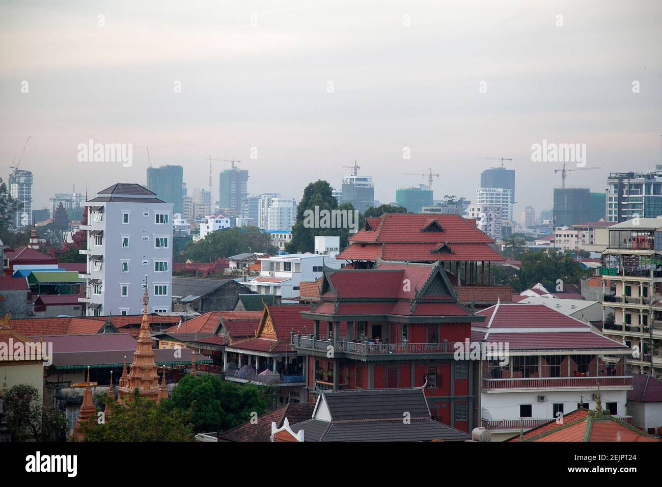The skyline and rooftops of Phnom Penh Cambodia Stock Photo - Alamy