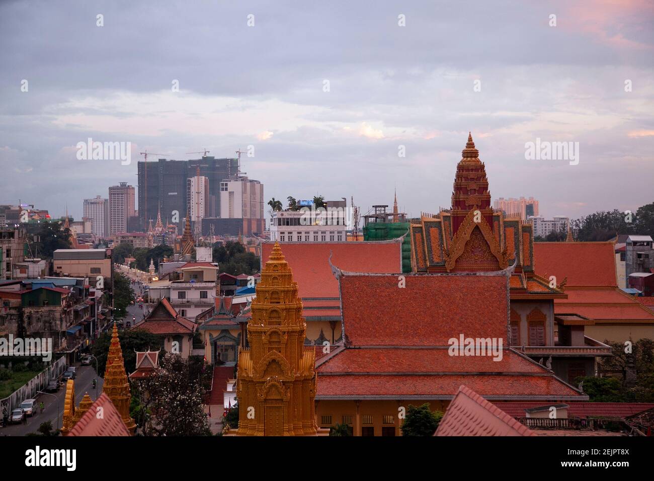The skyline and rooftops of Phnom Penh Cambodia Stock Photo - Alamy
