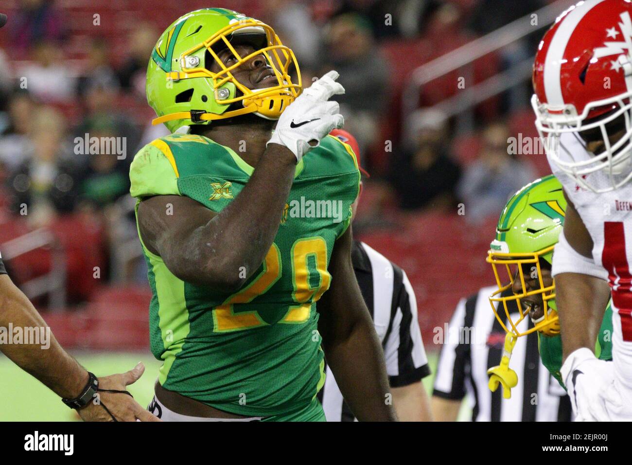 during the XFL football game between the DC Defenders and the Tampa Bay ...