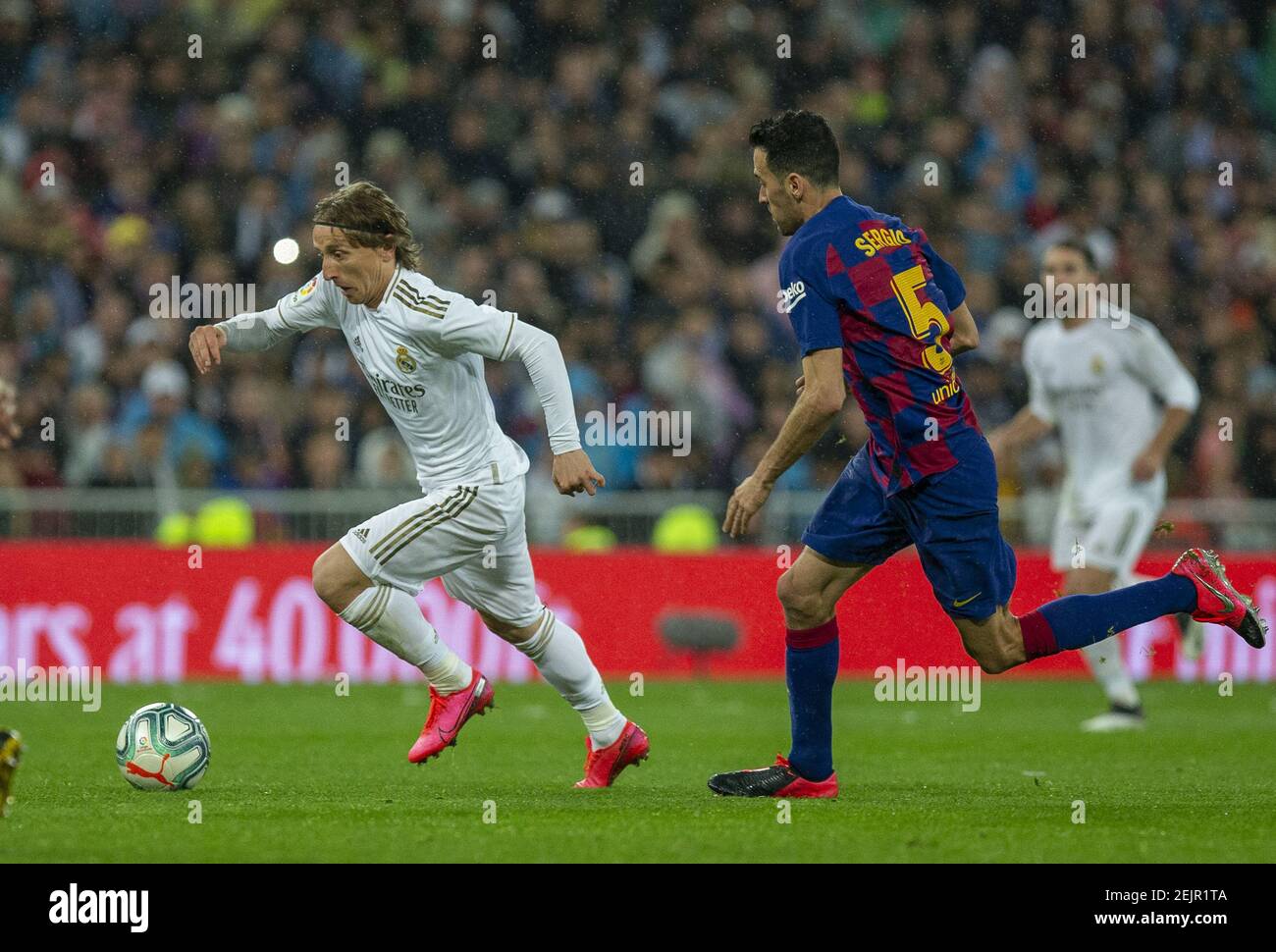 Luka Modric (L) in action during the Spanish La Liga match round 26 ...