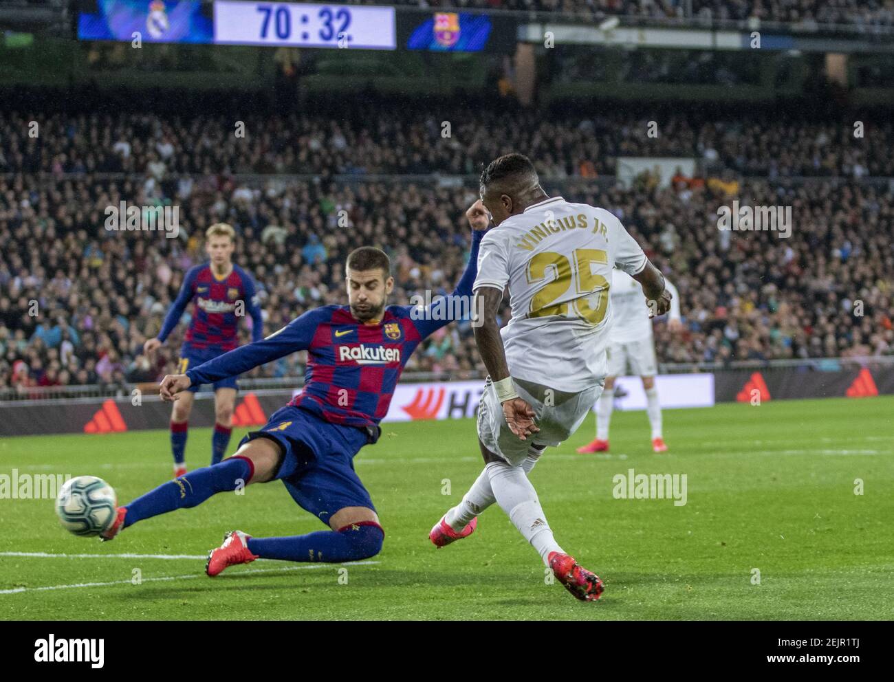 Vinicius Jr of Real (R) in action during the Spanish La Liga match ...