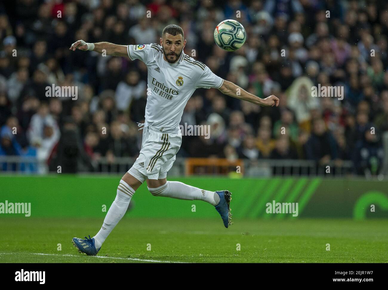 Karim Benzema of Real Madrid in action during the Spanish La Liga match ...