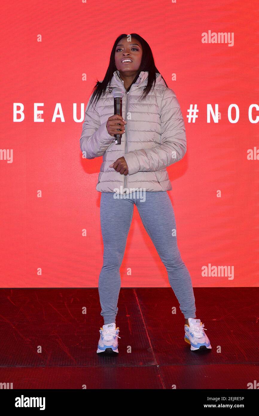 Olympic gold medalist Simone Biles attends the skincare brand SK-II # ...