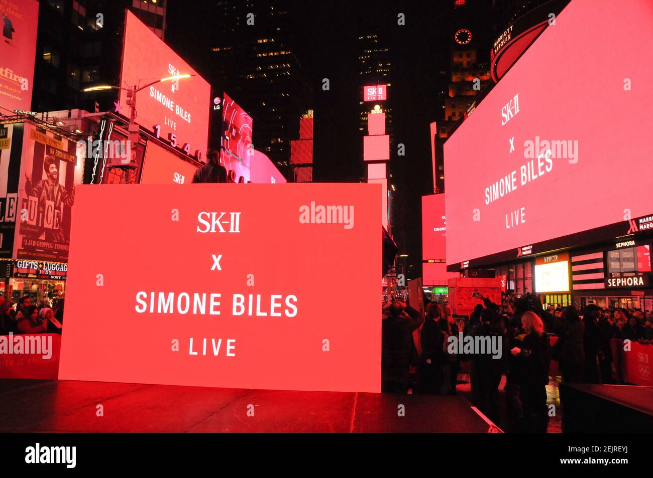 Times Square is illuminated in promotional imagery as Simone Biles ...