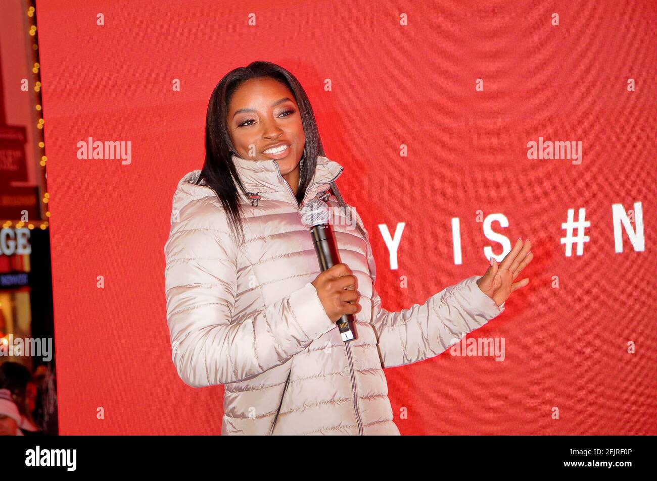 Olympic gymnast Simone Biles takes over Times Square to promote her ...