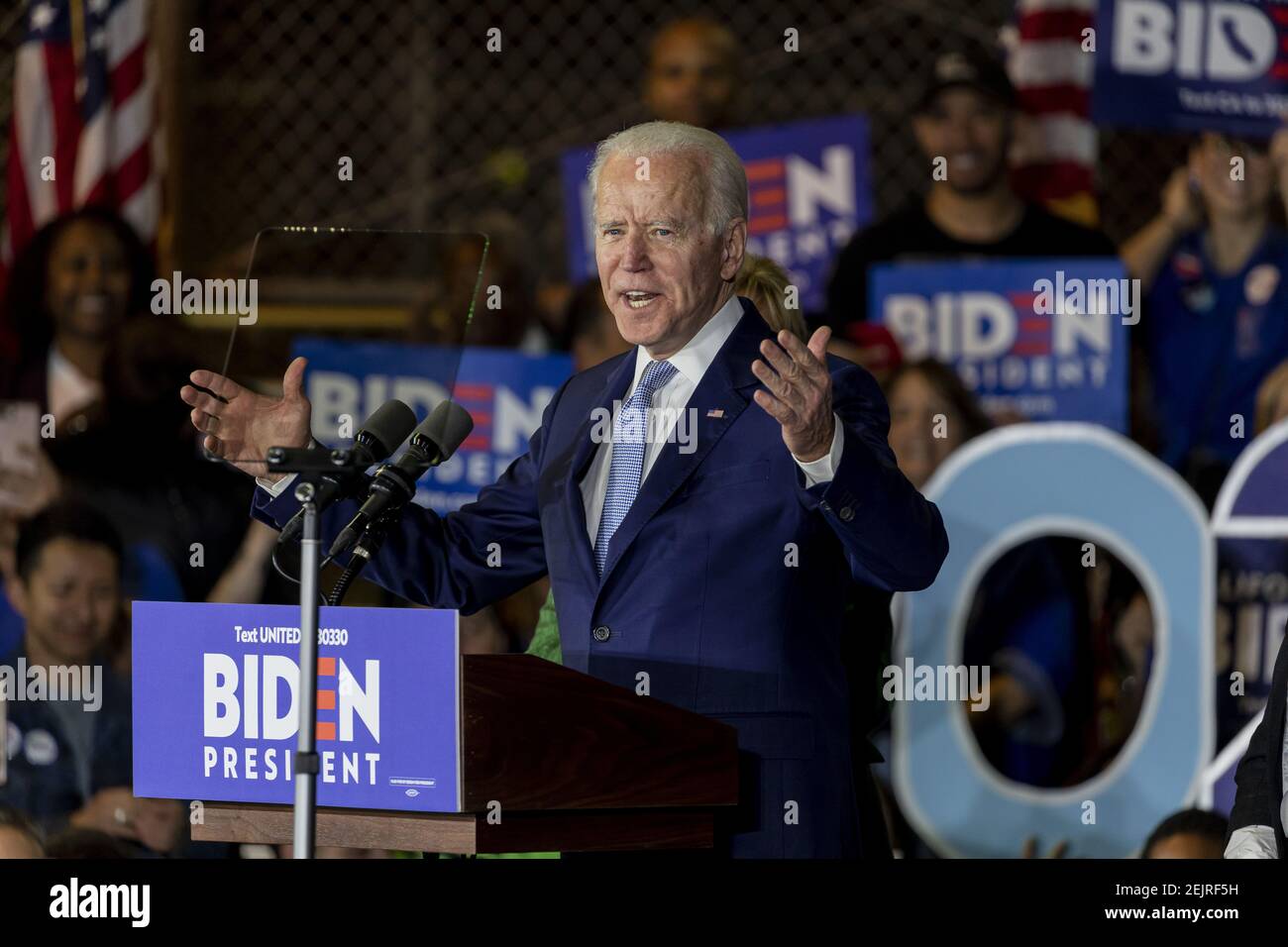 Democratic presidential candidate Joe Biden holds a campaign rally in Los Angeles. He was ...