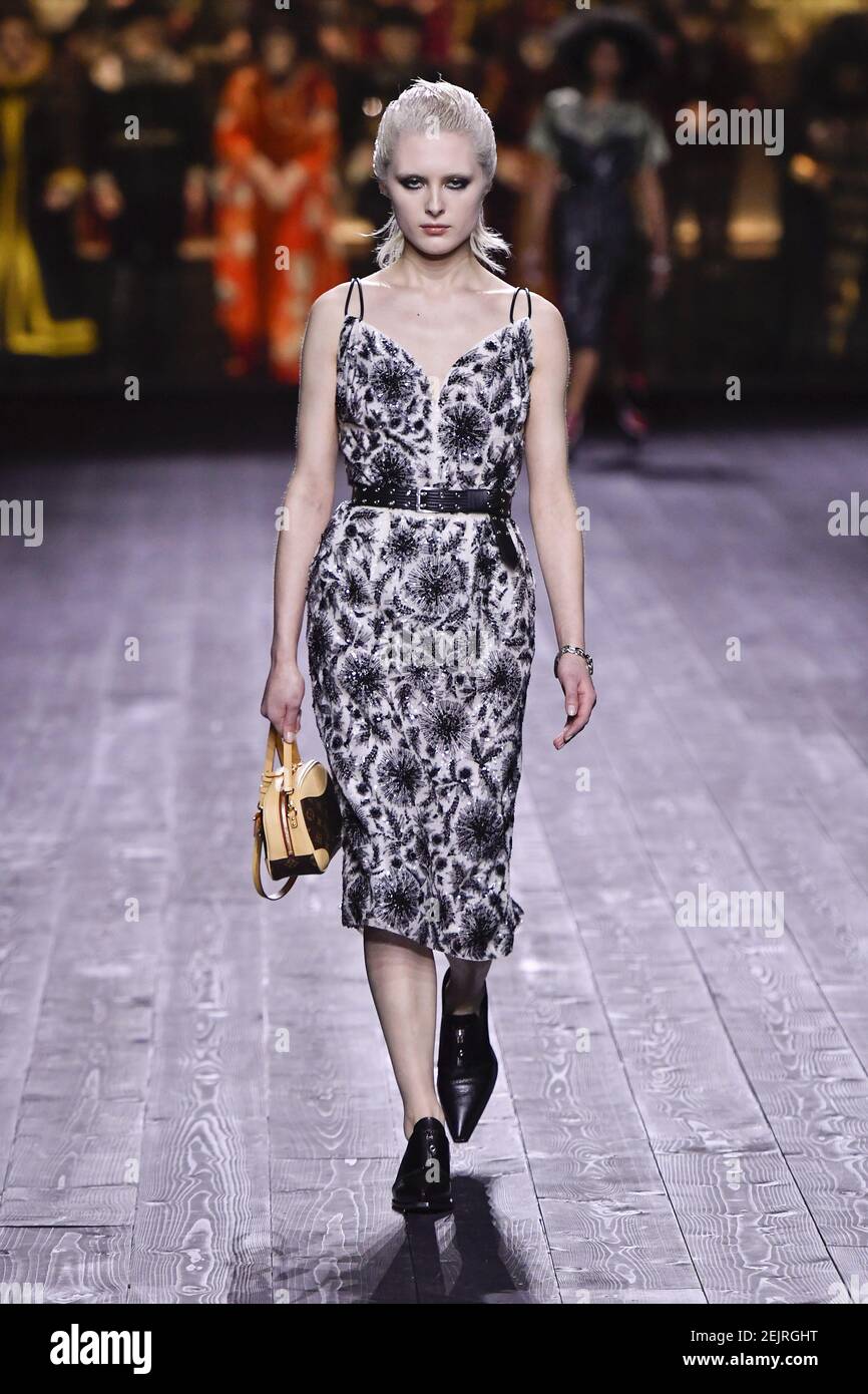 Model Florence Hutchings walks on the runway at the Louis Vuitton ...