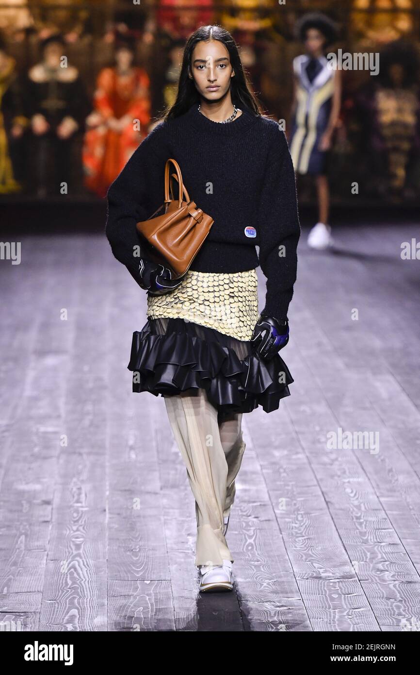 Model Mona Tougaard walks on the runway at the Louis Vuitton fashion ...