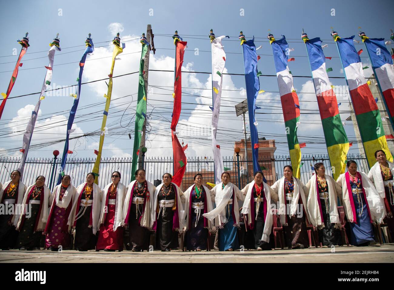Hyolmo community people performing the traditional dance during the ...