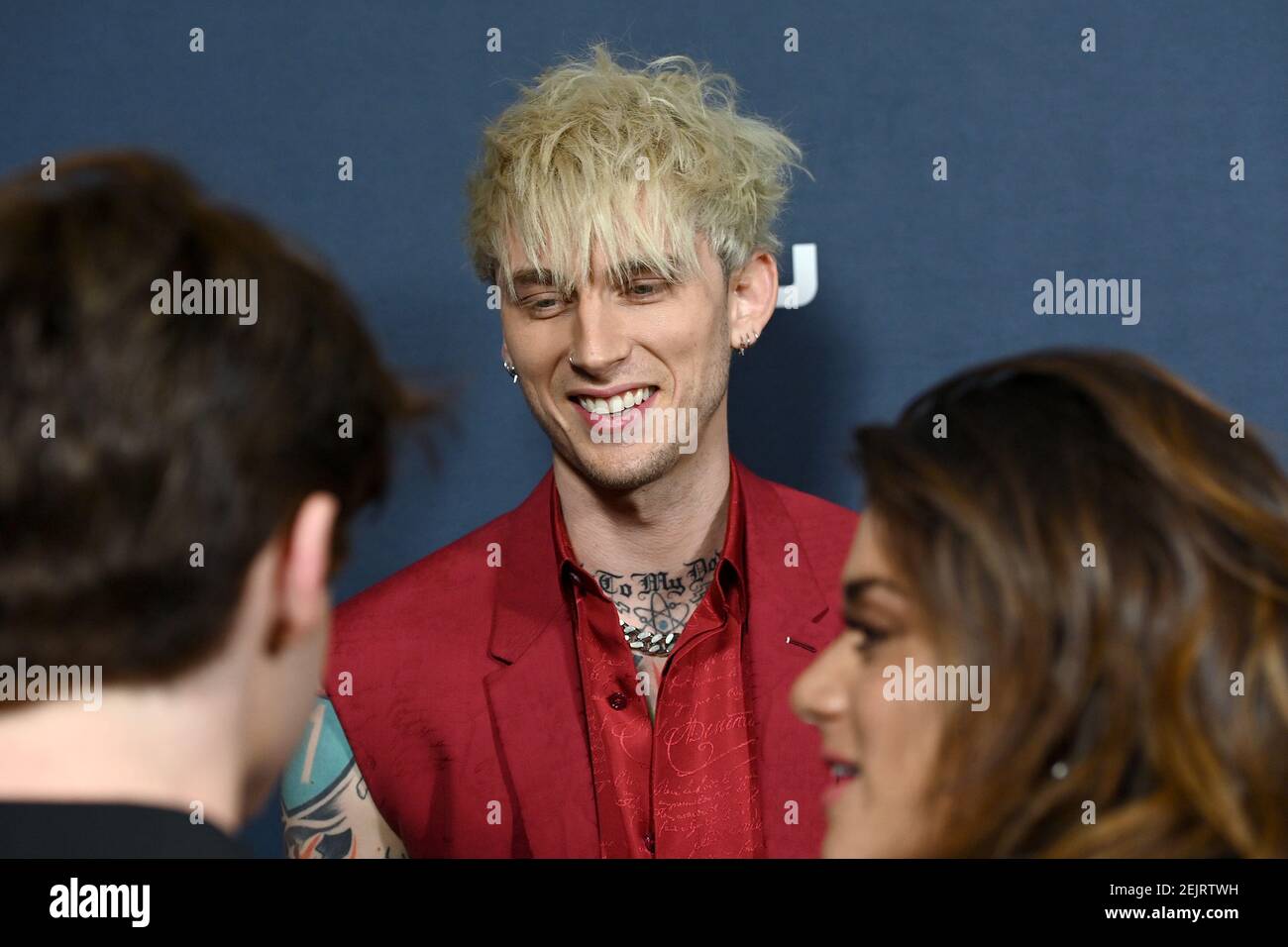 Rapper Machine Gun Kelly (Colson Baker) attends the premiere of Hulu's ...