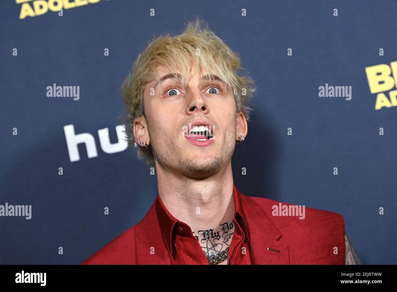 Rapper Machine Gun Kelly (Colson Baker) attends the premiere of Hulu's ...