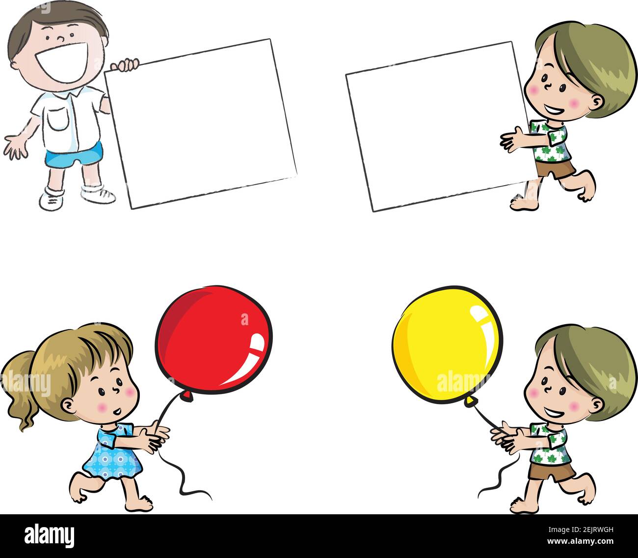 vector cartoon kids hold card set Stock Vector Image & Art - Alamy
