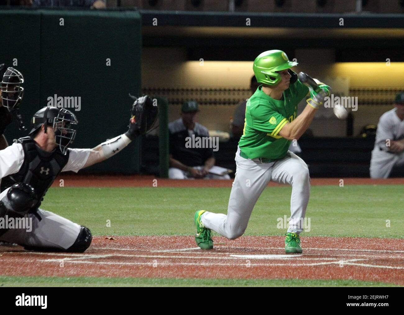 March 5, 2020 - Oregon Ducks Tai Atkins (12) bunts during a game ...
