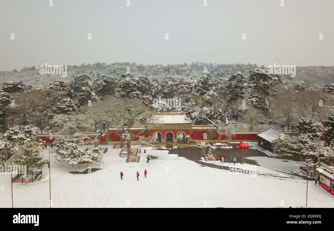 An aerial view of Zhao Mausoleum, which is also known as Beiling, the ...