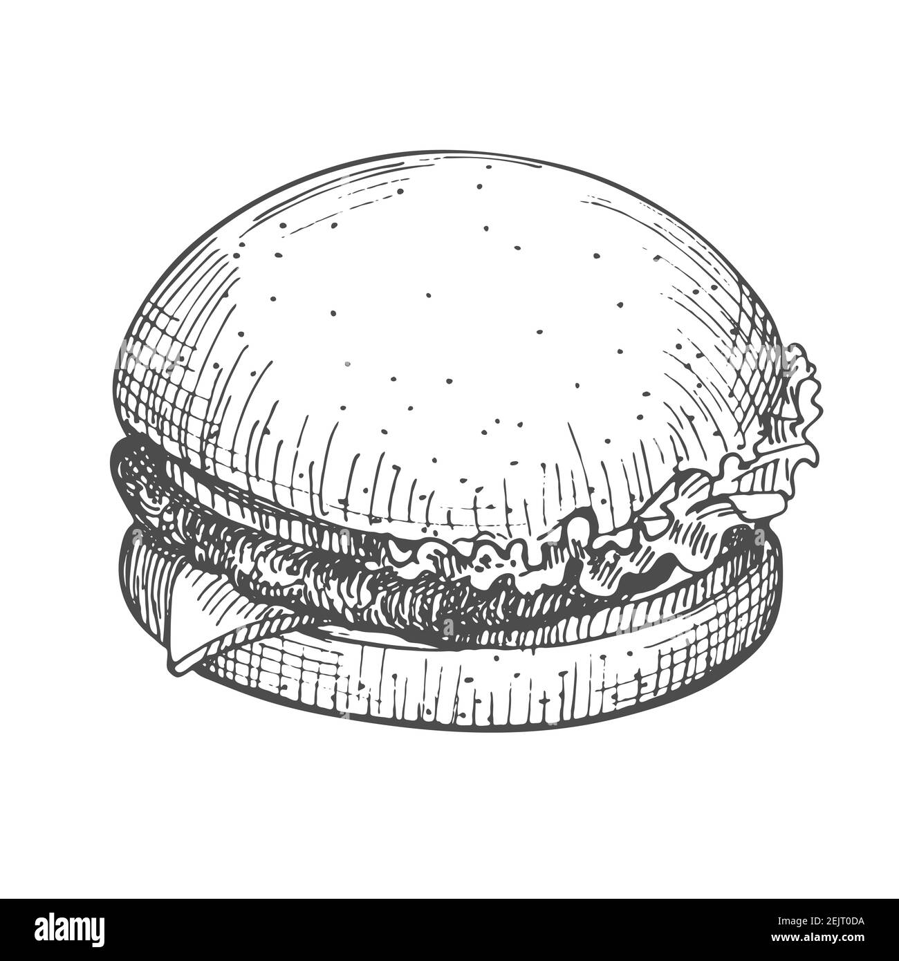Burger hand drawn. Vector illustration of vintage hamburger sketch ...