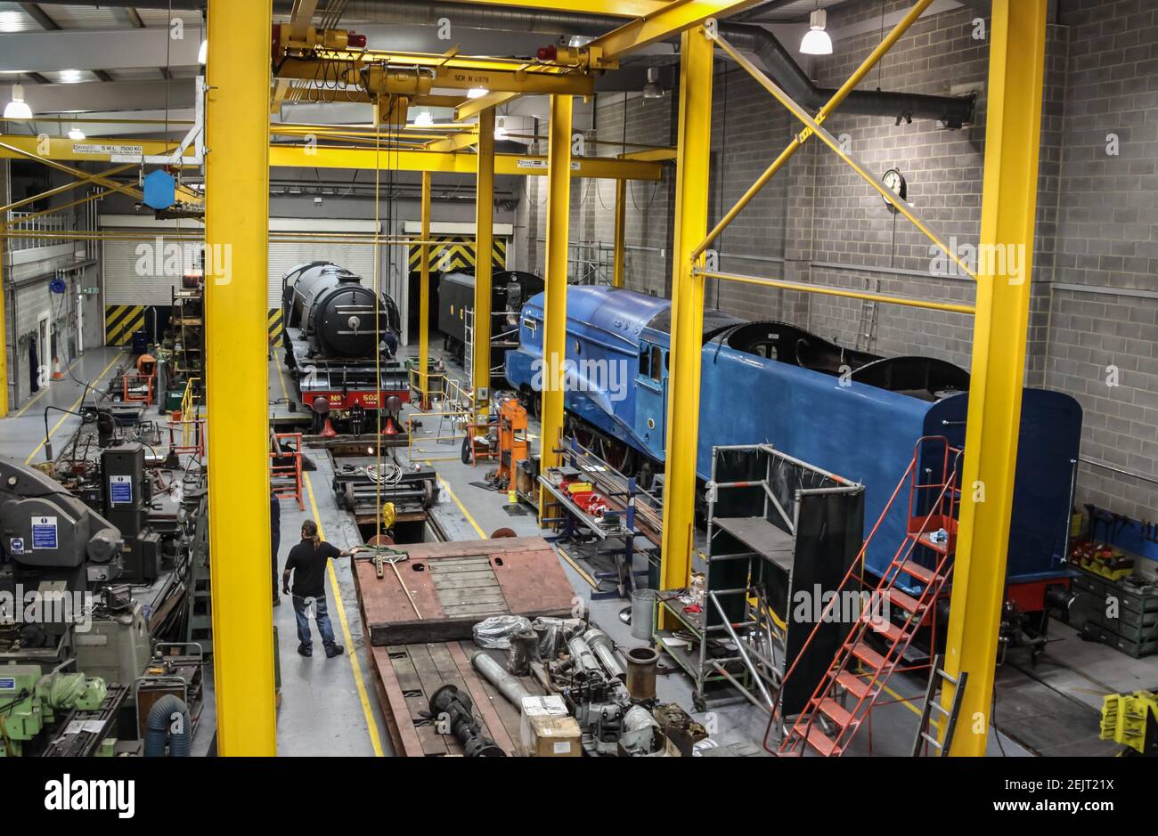LNER Class A4 steam locomotive 4468 Mallard being repainted at the ...