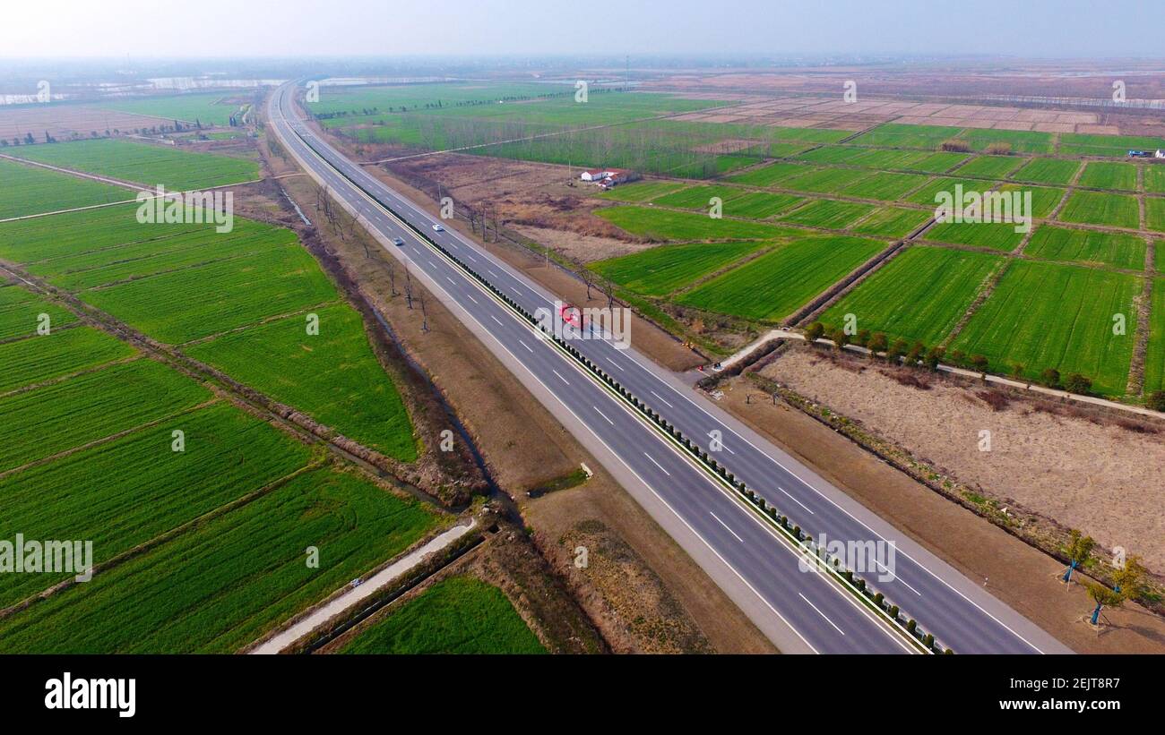 An aerial view of the spring field in Yangzhou city, east China's ...
