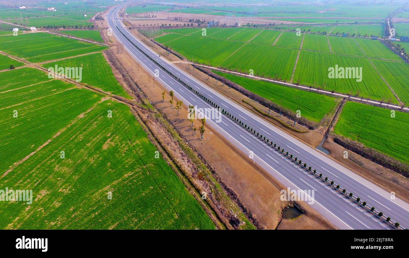 An aerial view of the spring field in Yangzhou city, east China's ...