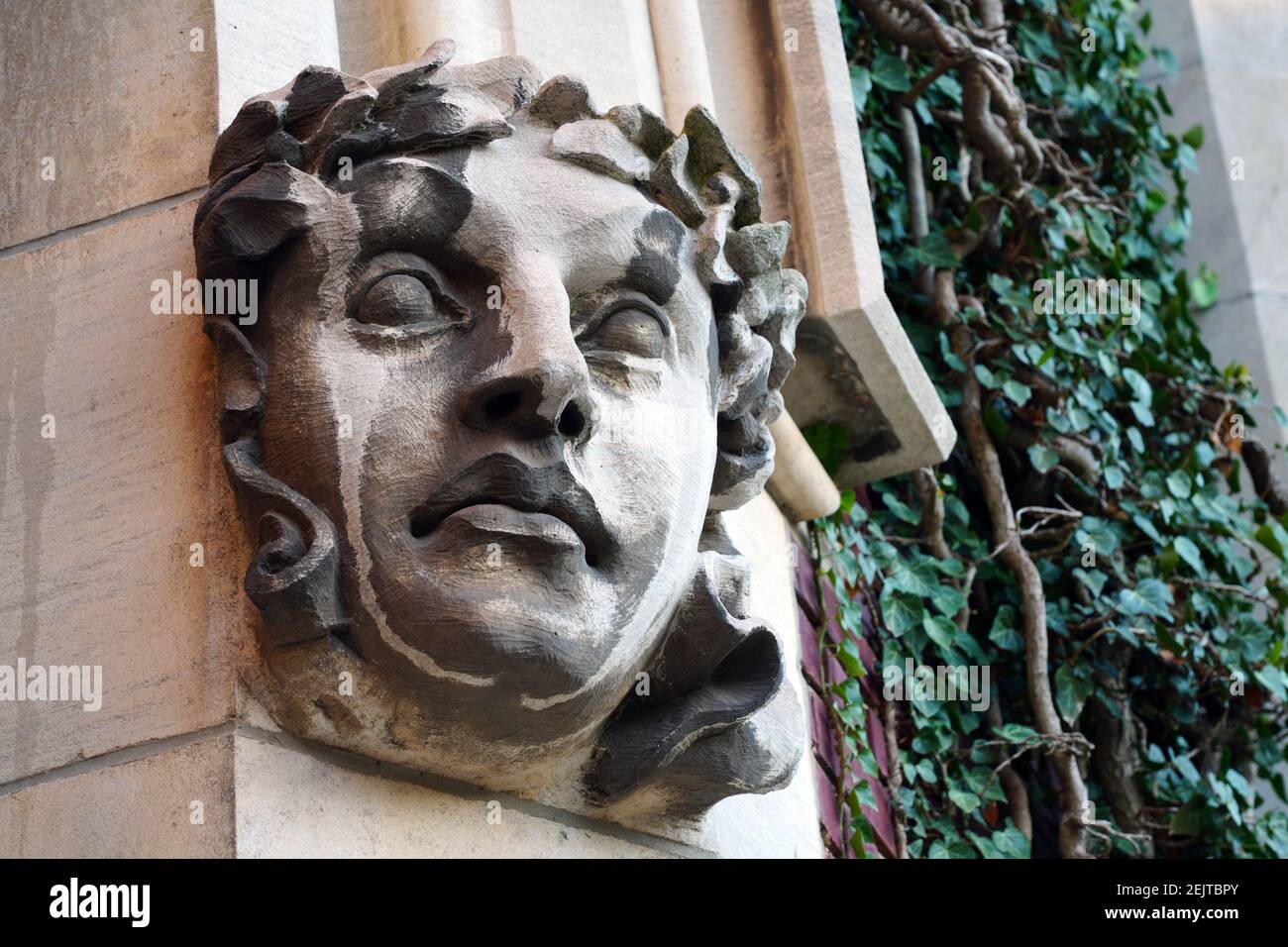 PRINCETON, NJ -16 NOV 2020- View of a stone gargoyle on the campus of ...