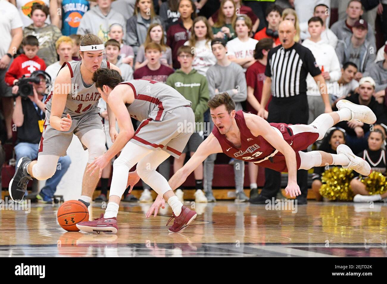 March 8, 2020: Lafayette Leopards forward Lukas Jarrett (23) dives for ...