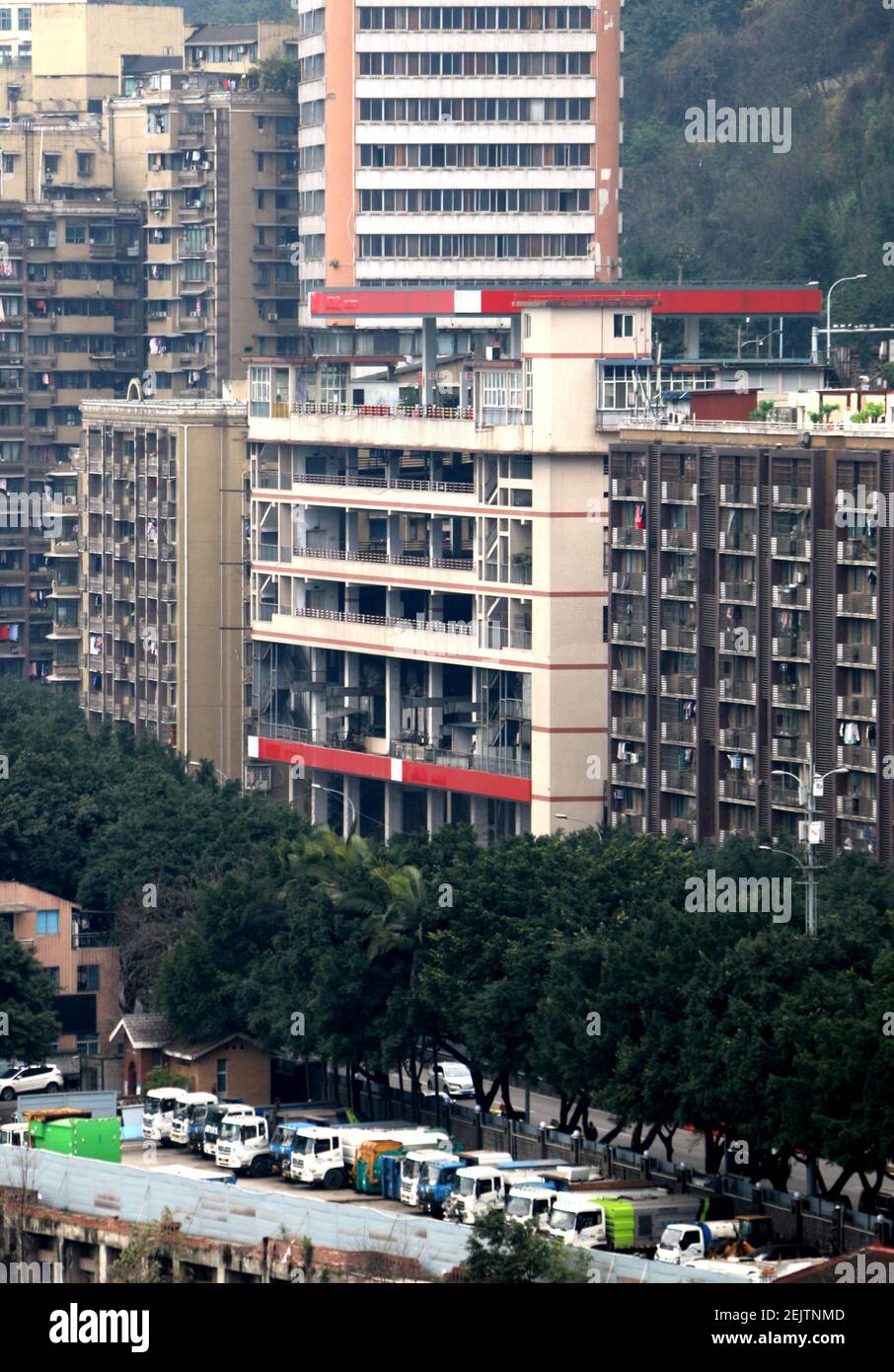 The view of the building whose first floor and sixth floor are both gas ...