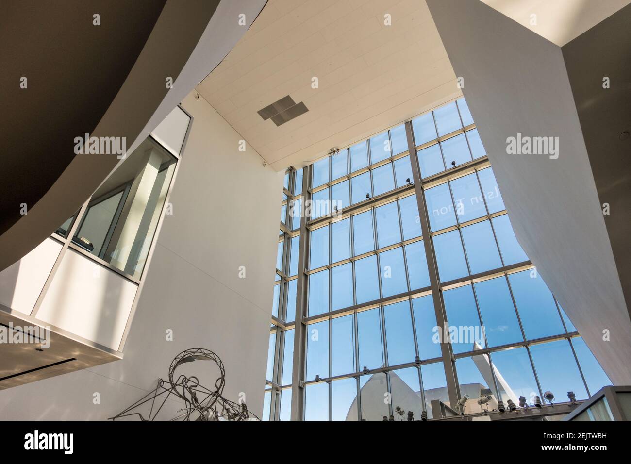 Looking toward the outside from the lobby of the New World Center in ...