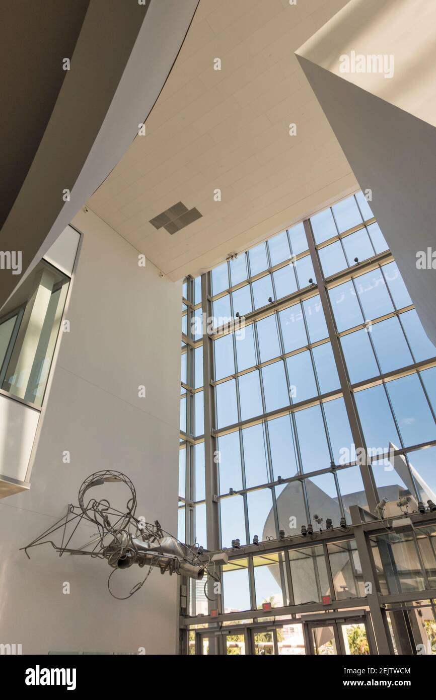 Looking toward the outside from the lobby of the New World Center in ...