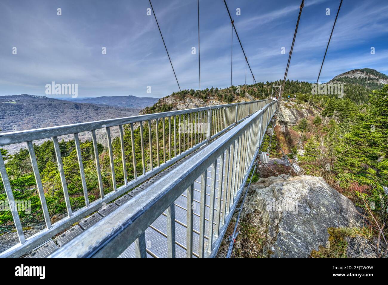 The mile high swinging bridge at Grandfather Mountain in the Blue Ridge ...
