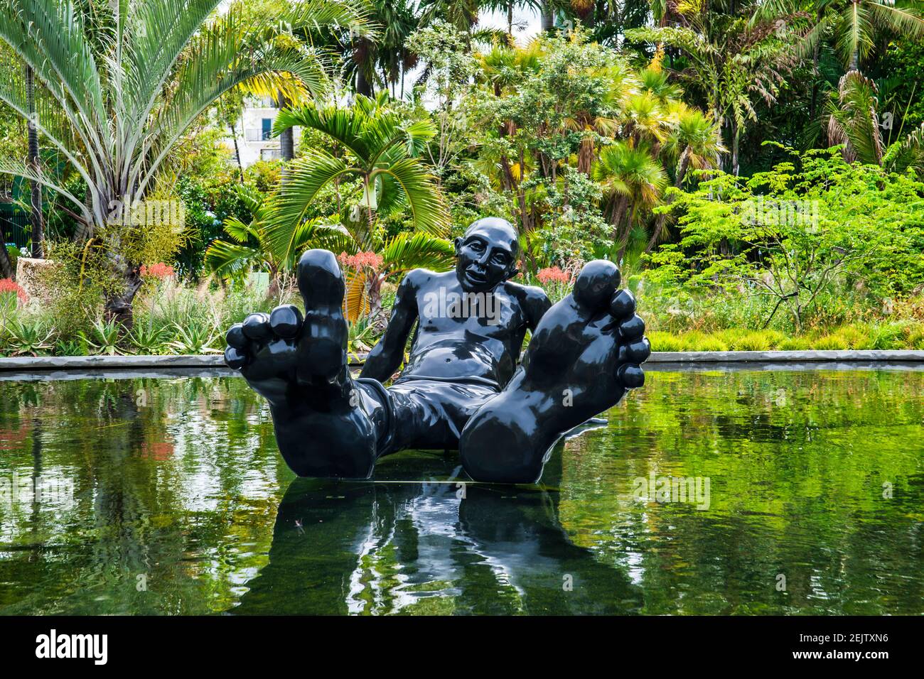 The symbolic statue of an African, Big Foot, in a pond at the Miami ...