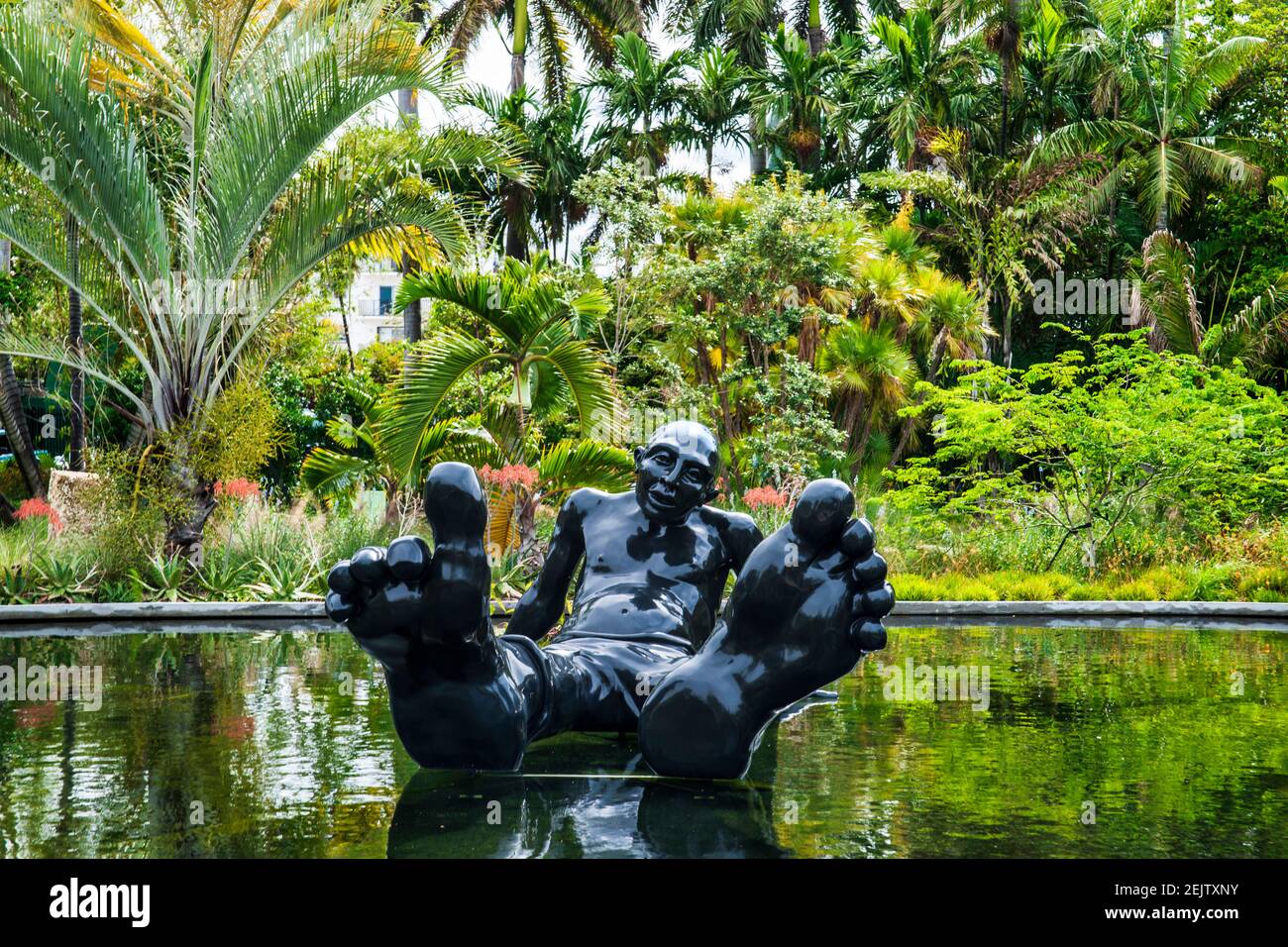 The symbolic statue of an African, Big Foot, in a pond at the Miami ...