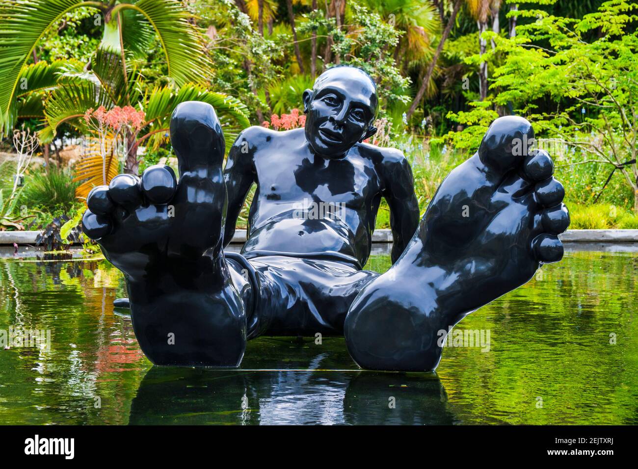 The symbolic statue of an African, Big Foot, in a pond at the Miami ...