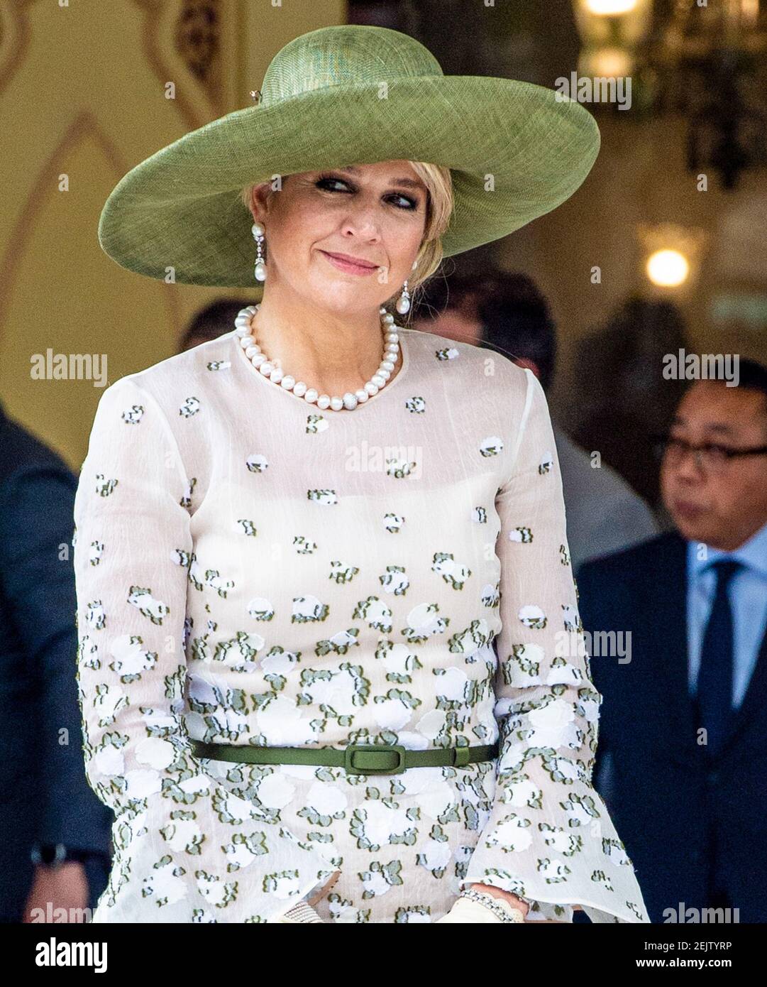 King Willem-Alexander and Queen Maxima of The Netherlands during the welcome ceremony at Kraton ...