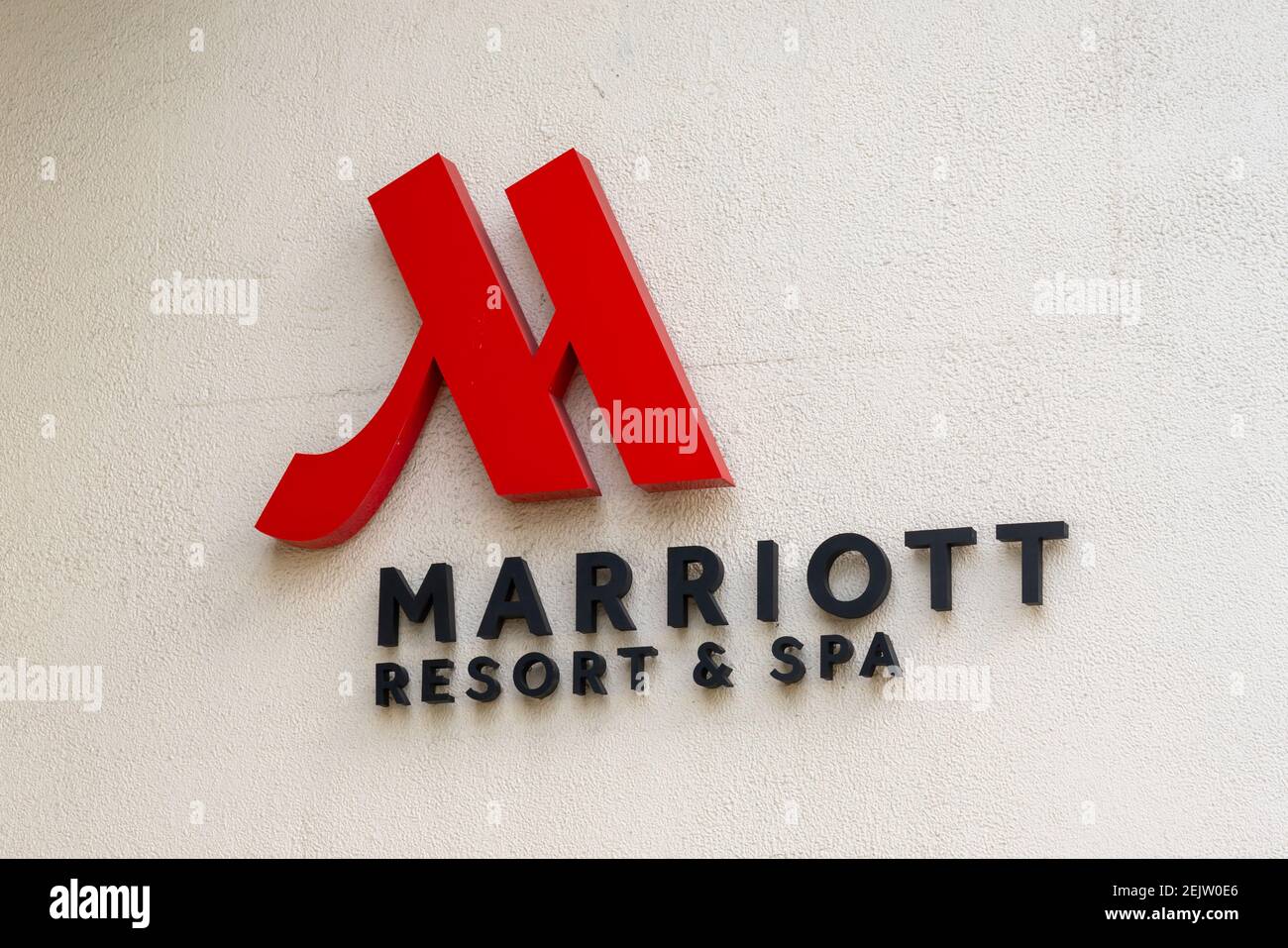 A view of an american multinational hospitality company Marriott resort ...