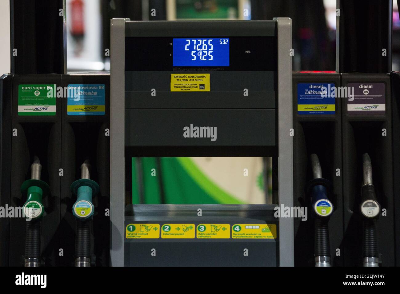 Fuel dispenser seen at BP petrol station. (Photo by Karol Serewis ...