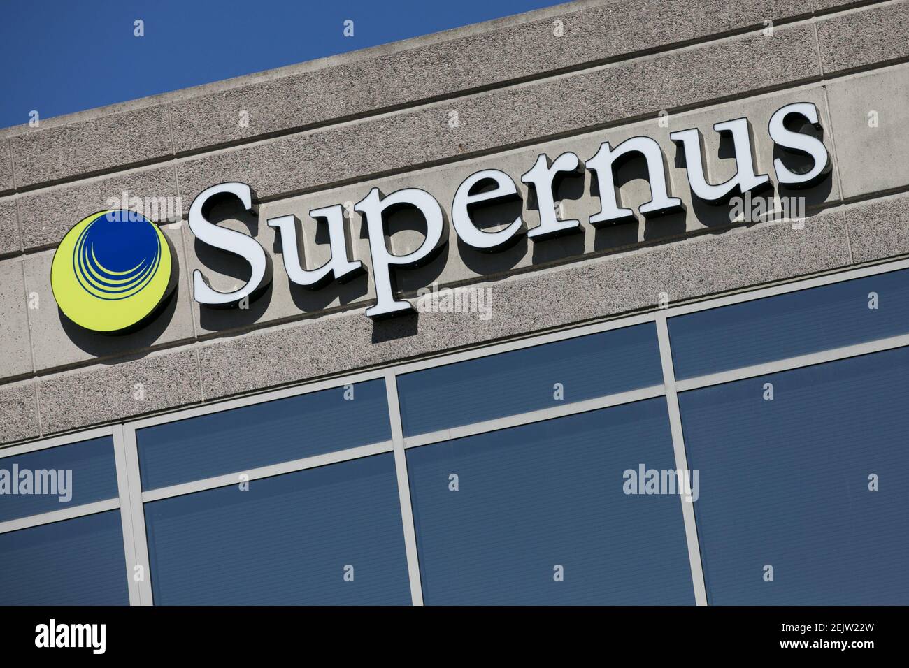 A logo sign outside of the headquarters of Supernus Pharmaceuticals in ...