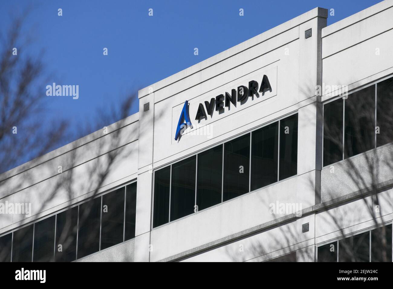 A logo sign outside of the headquarters of Avendra in Rockville ...