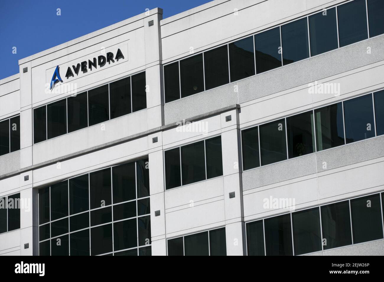 A logo sign outside of the headquarters of Avendra in Rockville ...