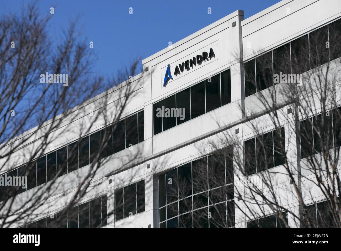 A logo sign outside of the headquarters of Avendra in Rockville ...