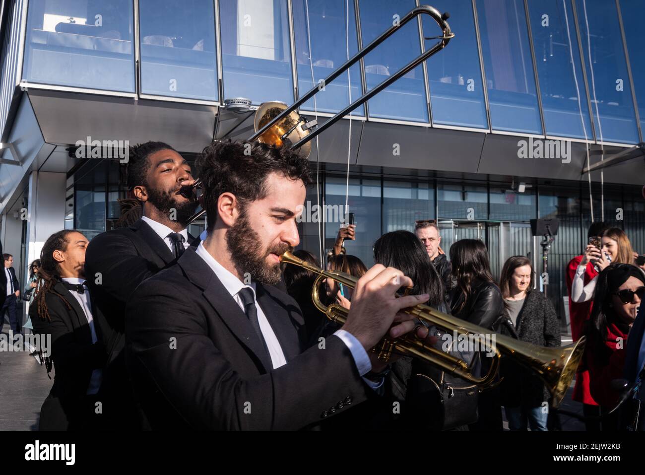 Hudson Horns performs on opening day of "Edge" - the highest outdoor ...