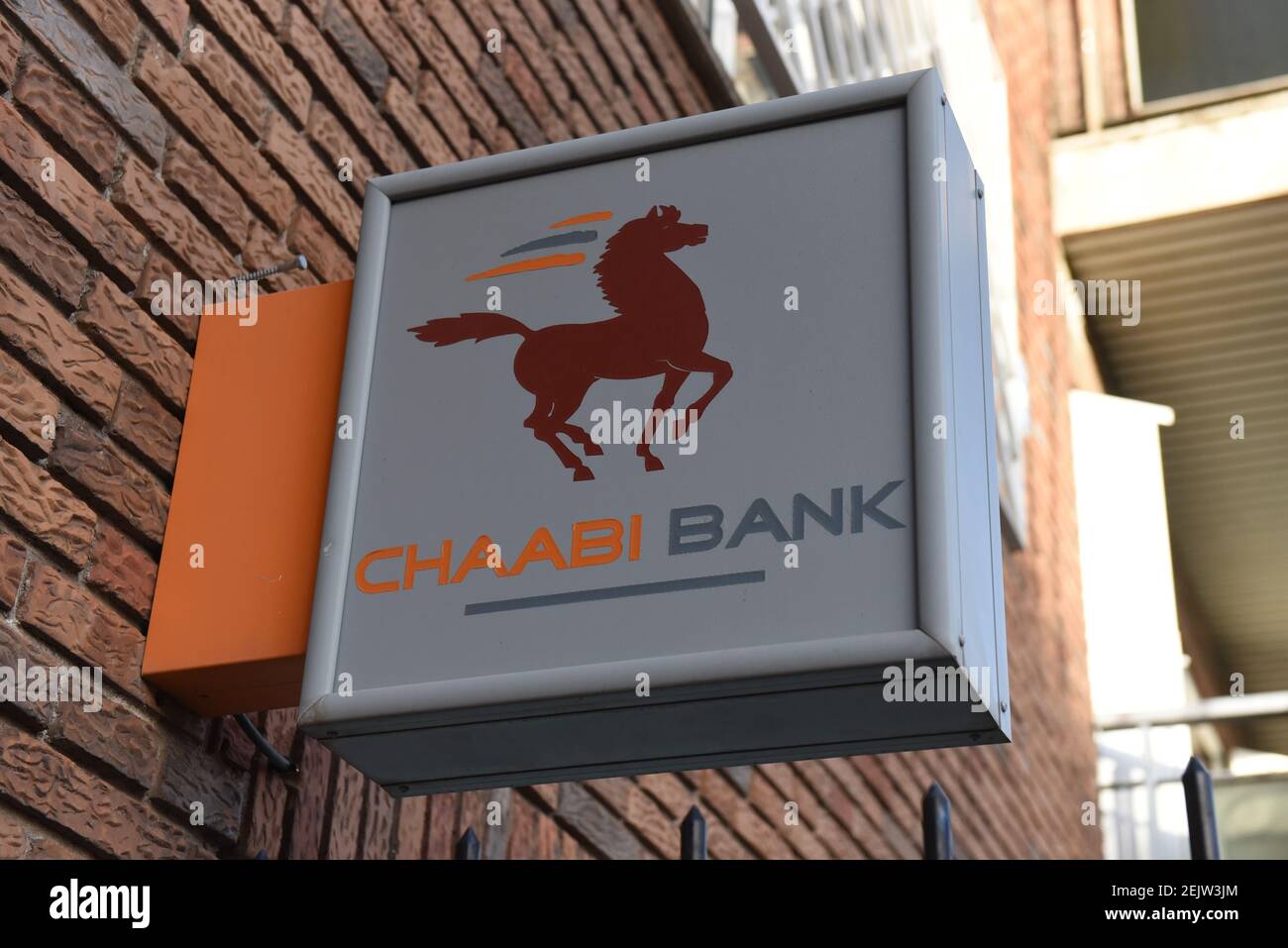 A view of a Chaabi bank logo. (Photo by Jorge Sanz / SOPA Images/Sipa ...